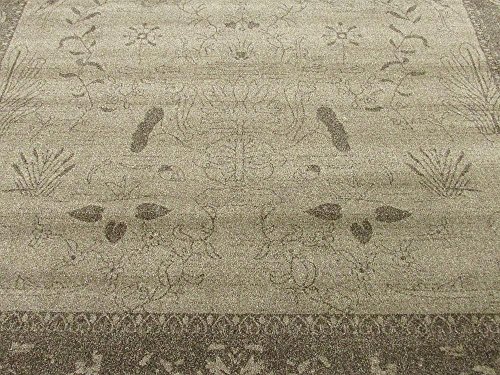 Unique Loom La Jolla Collection Farmhouse, Contemporary, Botanical, Traditional, Vintage Area Rug, 9 x 12 ft, Light Brown/Dark Brown