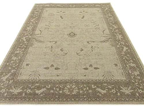 Unique Loom La Jolla Collection Farmhouse, Contemporary, Botanical, Traditional, Vintage Area Rug, 9 x 12 ft, Light Brown/Dark Brown