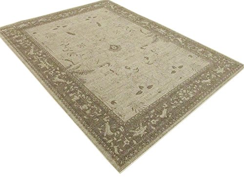 Unique Loom La Jolla Collection Farmhouse, Contemporary, Botanical, Traditional, Vintage Area Rug, 9 x 12 ft, Light Brown/Dark Brown