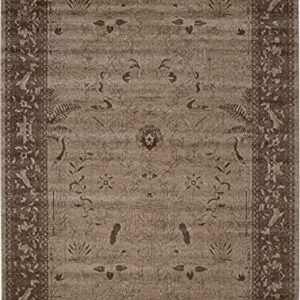 Unique Loom La Jolla Collection Farmhouse, Contemporary, Botanical, Traditional, Vintage Area Rug, 9 x 12 ft, Light Brown/Dark Brown