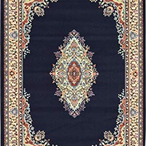 Unique Loom Reza Collection Traditional Persian Style Area Rug, 5 x 8 ft, Navy Blue/Ivory