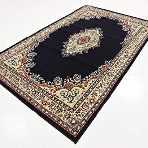 Unique Loom Reza Collection Traditional Persian Style Area Rug, 5 x 8 ft, Navy Blue/Ivory