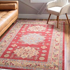 Unique Loom Sahand Collection Traditional Geometric Classic Red Area Rug (7' 0 x 10' 0)