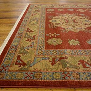 Unique Loom Sahand Collection Traditional Geometric Classic Red Area Rug (7' 0 x 10' 0)