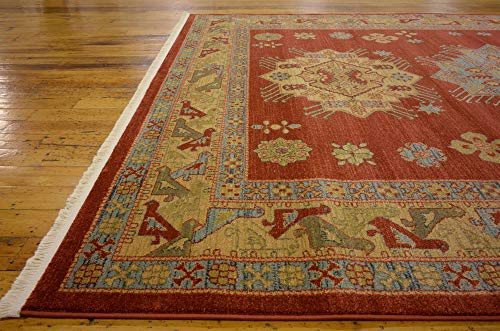 Unique Loom Sahand Collection Traditional Geometric Classic Red Area Rug (7' 0 x 10' 0)