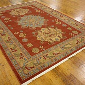 Unique Loom Sahand Collection Traditional Geometric Classic Red Area Rug (7' 0 x 10' 0)