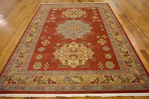 Unique Loom Sahand Collection Traditional Geometric Classic Red Area Rug (7' 0 x 10' 0)