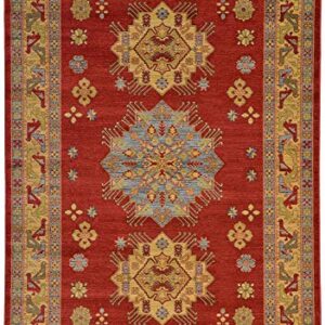 Unique Loom Sahand Collection Traditional Geometric Classic Red Area Rug (7' 0 x 10' 0)