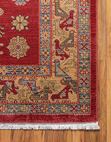 Unique Loom Sahand Collection Traditional Geometric Classic Red Area Rug (7' 0 x 10' 0)