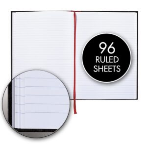 Black n' Red Notebook, Durable Hardcover, Premium Optik Paper, Scribzee App Compatible, Environmentally Friendly, Secure Casebound Binding, 8-1/4" x 5-7/8", 96 Double-Sided Ruled Sheets, Pack of 2 (73405)