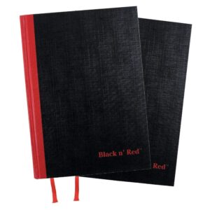 Black n' Red Notebook, Durable Hardcover, Premium Optik Paper, Scribzee App Compatible, Environmentally Friendly, Secure Casebound Binding, 8-1/4" x 5-7/8", 96 Double-Sided Ruled Sheets, Pack of 2 (73405)