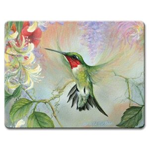 ruby hummingbird natures gift of feathers tempered glass large cutting board by highland graphics