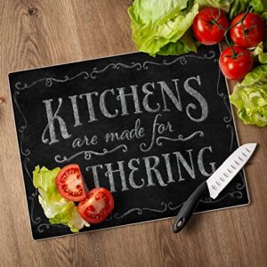 Chalk It Up Kitchens are Made for Gathering Tempered Glass Large Cutting Board by Highland Graphics