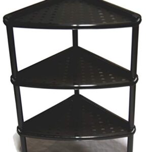 Sana Enterprises 3 Tier Corner Triangular Table, Shelf Stand, Italian, Black