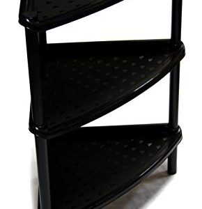 Sana Enterprises 3 Tier Corner Triangular Table, Shelf Stand, Italian, Black