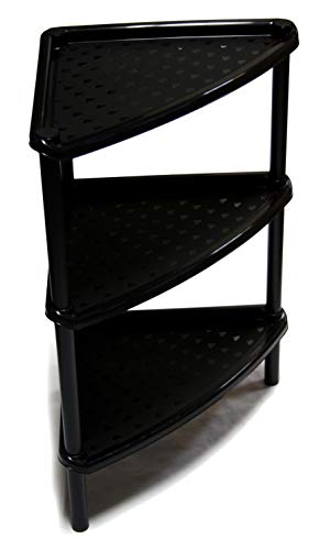 Sana Enterprises 3 Tier Corner Triangular Table, Shelf Stand, Italian, Black