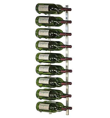 VintageView Wall Series - 18 Bottle Wall Mounted Wine Rack (Brushed Nickel) Stylish Modern Wine Storage with Label Forward Design