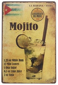 erlood la habana cuba mojito drink tin sign wall retro metal bar pub poster metal 12 x 8