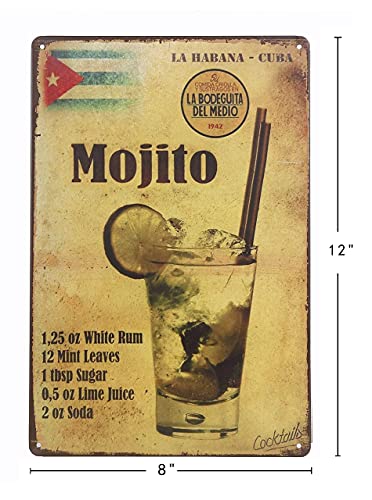 ERLOOD La Habana Cuba Mojito Drink Tin Sign Wall Retro Metal Bar Pub Poster Metal 12 X 8