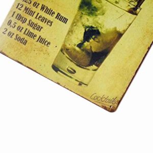 ERLOOD La Habana Cuba Mojito Drink Tin Sign Wall Retro Metal Bar Pub Poster Metal 12 X 8