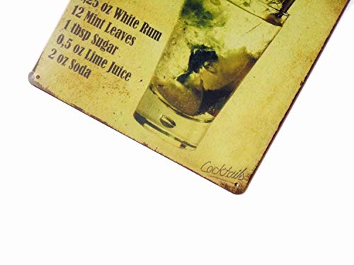 ERLOOD La Habana Cuba Mojito Drink Tin Sign Wall Retro Metal Bar Pub Poster Metal 12 X 8