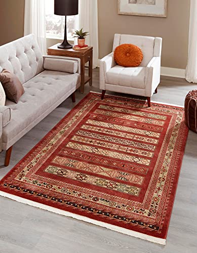 Unique Loom Fars Collection Area Rug - Pasadena (9' x 12' 2" Rectangle, Rust Red/ Black)