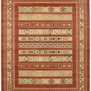 Unique Loom Fars Collection Area Rug - Pasadena (9' x 12' 2" Rectangle, Rust Red/ Black)