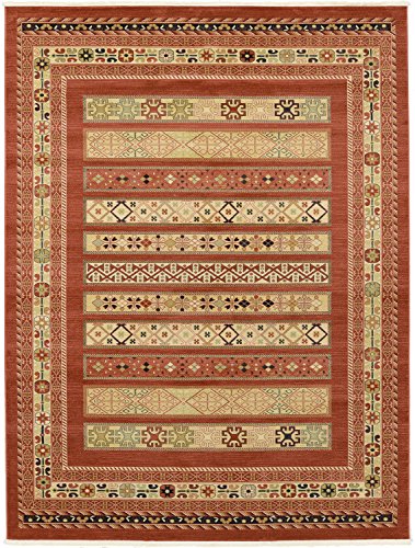 Unique Loom Fars Collection Area Rug - Pasadena (9' x 12' 2" Rectangle, Rust Red/ Black)