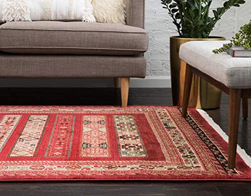 Unique Loom Fars Collection Area Rug - Pasadena (9' x 12' 2" Rectangle, Rust Red/ Black)