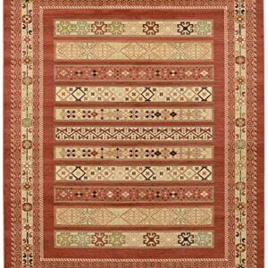 Unique Loom Fars Collection Area Rug - Pasadena (9' x 12' 2" Rectangle, Rust Red/ Black)