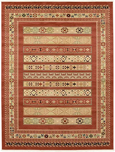 Unique Loom Fars Collection Area Rug - Pasadena (9' x 12' 2" Rectangle, Rust Red/ Black)