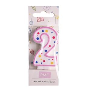 PME Pink Number 2 Candle, 2.5 inch