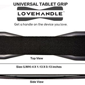 LoveHandle Tablet/XL Grip for Most Tablets and Large Smartphones, Black Elastic Strap with Black Base, LHT-01-Black