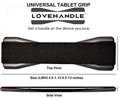 LoveHandle Tablet/XL Grip for Most Tablets and Large Smartphones, Black Elastic Strap with Black Base, LHT-01-Black