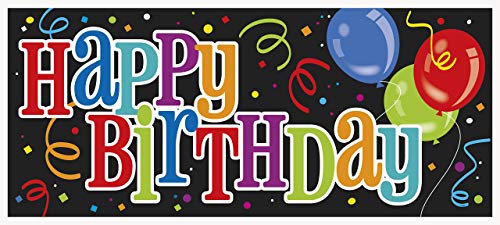 Unique Bold Birthday Party Wall Banner, 60" x 27", Multicolor