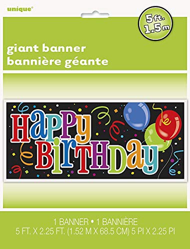 Unique Bold Birthday Party Wall Banner, 60" x 27", Multicolor