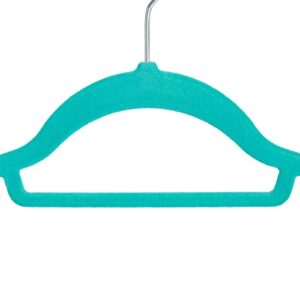 50 Pack Slim Non Slip Teal Velvet Hangers with Cascading Hooks for Clothes, Shirts, Suits, Dresses, Coat, Pants, Heavy Duty Durable Hangers, Lightweight, Space Saving (18 In)