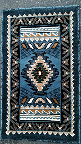 Kingdom Southwest Native American Area Rug Blue Green Design #D143 (3ft.X4ft7in.)