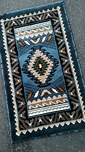 Kingdom Southwest Native American Area Rug Blue Green Design #D143 (3ft.X4ft7in.)