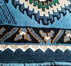 Kingdom Southwest Native American Area Rug Blue Green Design #D143 (3ft.X4ft7in.)