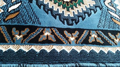 Kingdom Southwest Native American Area Rug Blue Green Design #D143 (3ft.X4ft7in.)