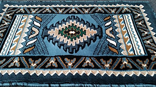 Kingdom Southwest Native American Area Rug Blue Green Design #D143 (3ft.X4ft7in.)