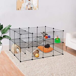 zeny pet playpen, small animal cage, diy 36 panels metal wire fence with ramp for guinea pigs, ferret, rabbits, pet rat, puppies, indoor use