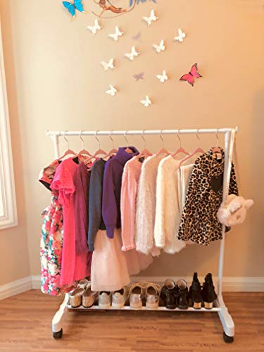 Children's Nursery Hanger- Includes 10 Children's Velvet Hangers- New Improved Rack with Rolling Design!