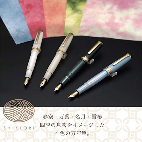 Sailor 11-1224-301 Fountain Pen, SHIKIORI Snow Moon Sky Leaf, Spring Sky, Medium Point