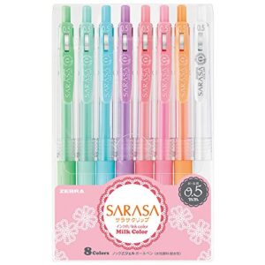 zebra sarasa clip 0.5mm ballpoint pen, 8 color set (jj15-8c-mk )