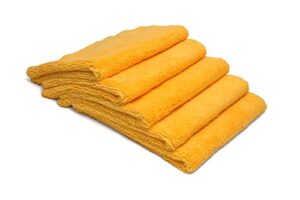 autofiber zeroedge detailing towel (pack of 5) edgeless microfiber polishing, buffing, window, glass, waterless, rinseless, car wash towels (gold)