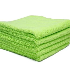 Autofiber Zeroedge Detailing Towel (Pack of 5) Edgeless Microfiber Polishing, Buffing, Window, Glass, Waterless, Rinseless, Car Wash Towels (Green)