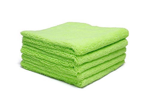 Autofiber Zeroedge Detailing Towel (Pack of 5) Edgeless Microfiber Polishing, Buffing, Window, Glass, Waterless, Rinseless, Car Wash Towels (Green)