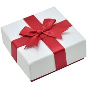 Paialco Jewelry Package Paper Gift Box Red Ribbon Bow-Knot 3 3/4-Inch by 3 3/4-Inch